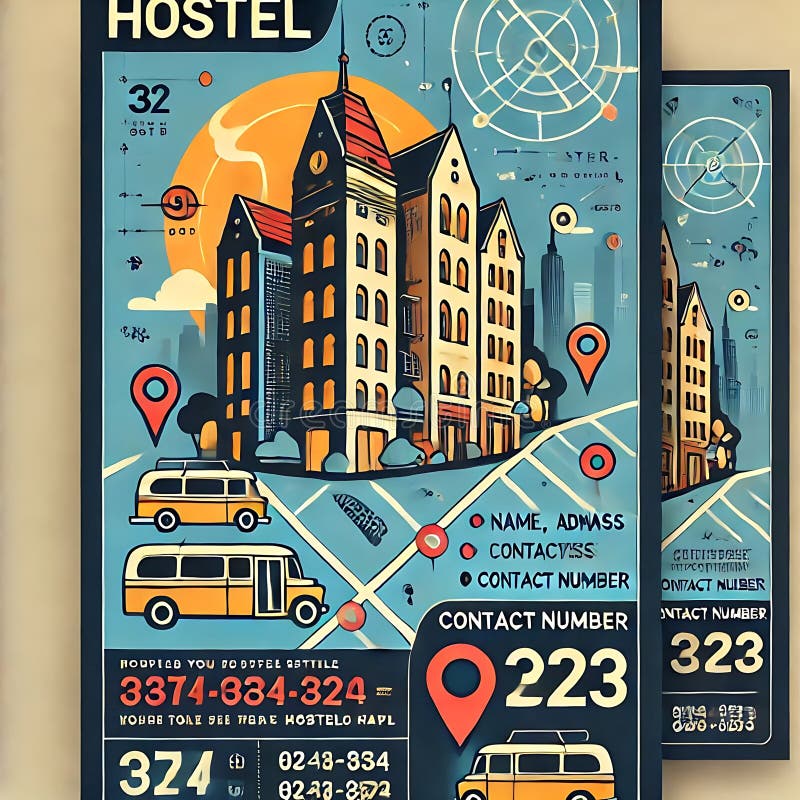 Hostel Accommodation Flyer Template Design Illustration Photos Stock ...