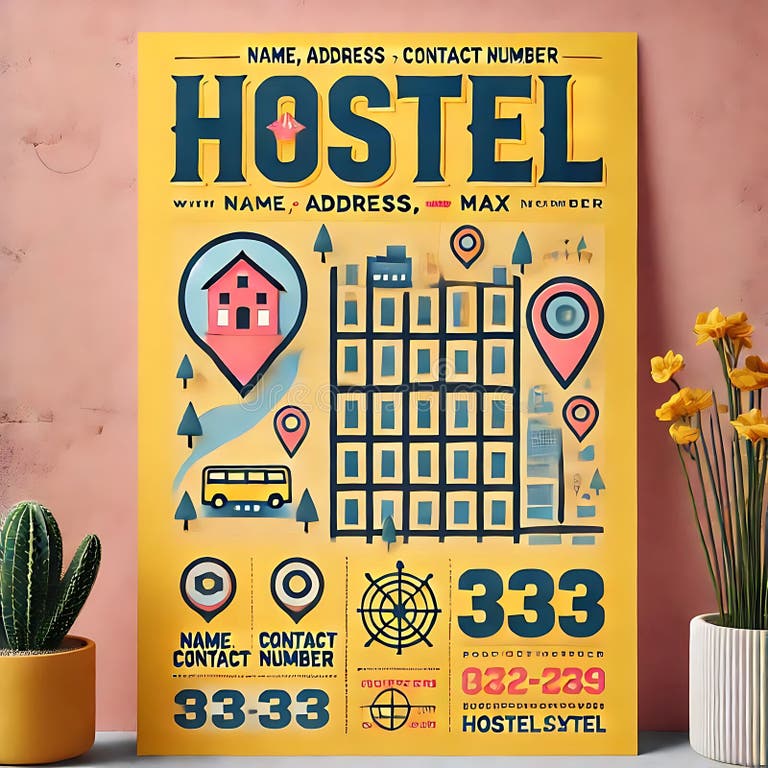 Hostel Accommodation Flyer Template Design Illustration Photos Stock ...