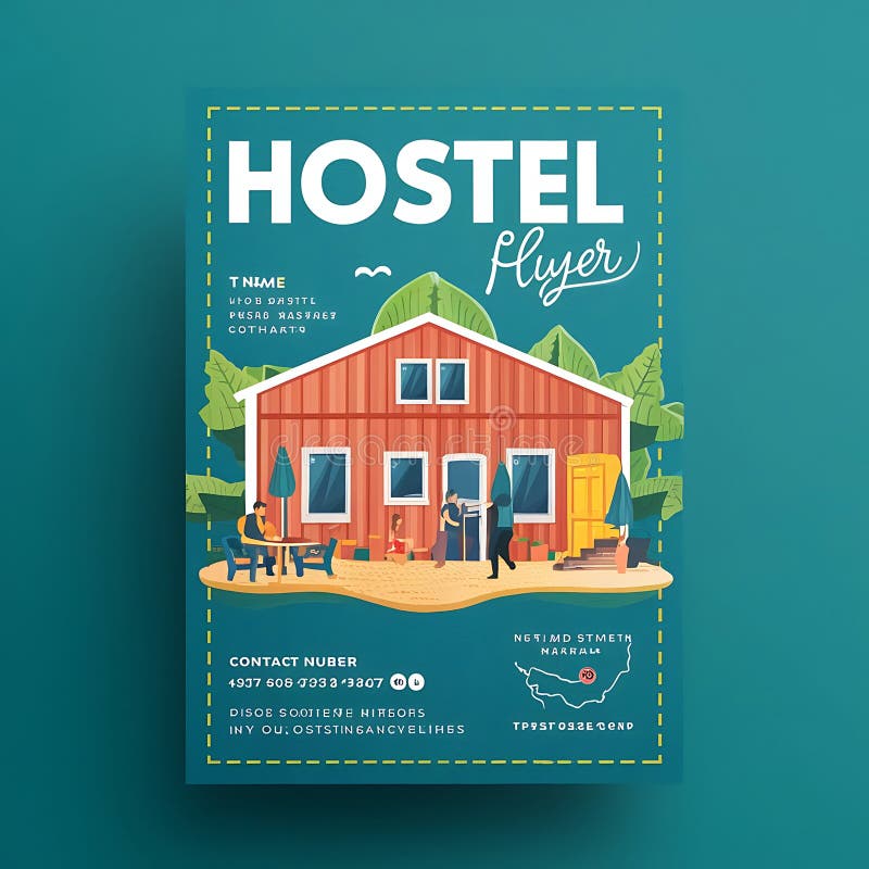 Hostel Accommodation Flyer Template Design Illustration Photos Stock ...