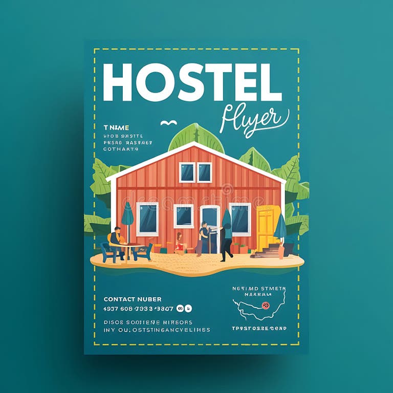Hostel Accommodation Flyer Template Design Illustration Photos Stock ...