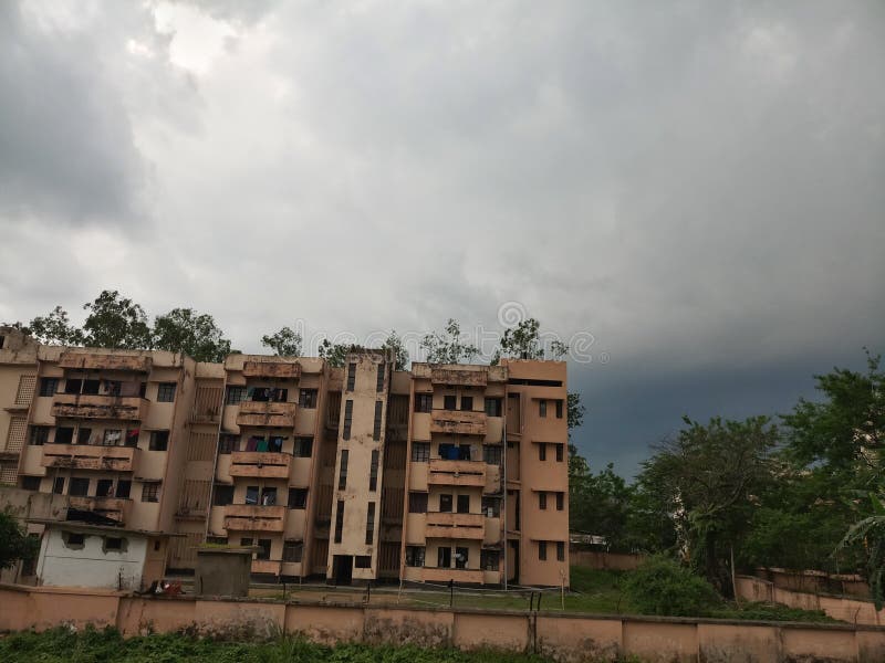 Hostel Building View with Beautiful Sky Stock Image - Image of silchar ...