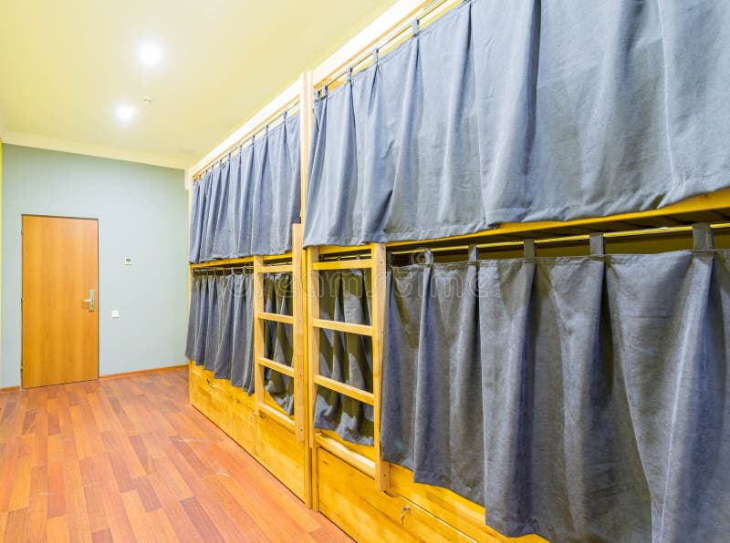 Hostel Dormitory Beds Arranged in Room Stock Photo - Image of design ...