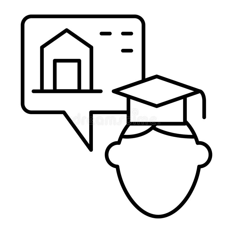 Hostel and Graduate Line Icon. Graduate Guy and Dormitory Vector ...