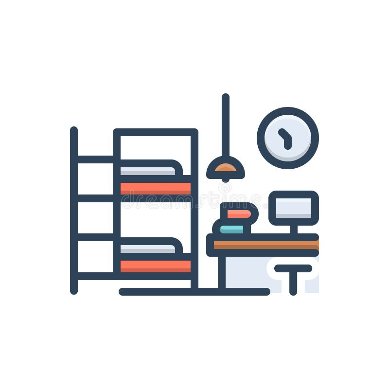Color Illustration Icon for Hostel, Dorm and Bed Stock Illustration ...
