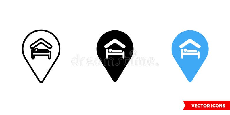 Hostel Icon of 3 Types Color, Black and White, Outline. Isolated Vector ...