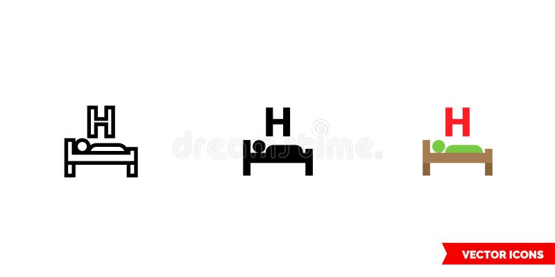 Hostel Icon of 3 Types Color, Black and White, Outline. Isolated Vector ...