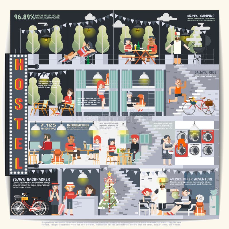 Hostel Infographics Flat Template Stock Vector - Illustration of ...