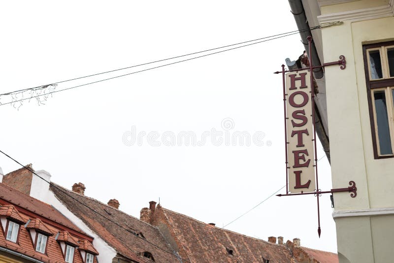 Hostel sign on the ground stock photo. Image of indicator - 11838838