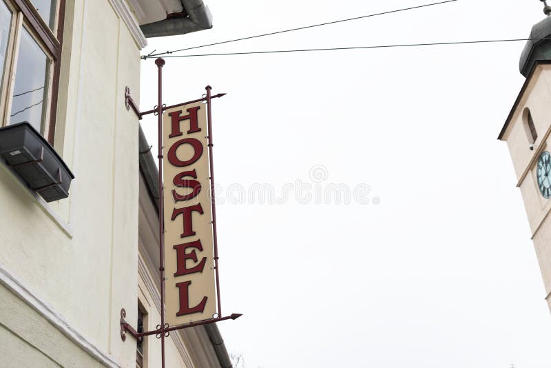 Hostel sign on the ground stock photo. Image of indicator - 11838838