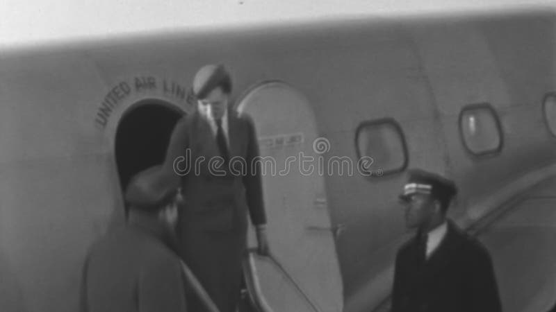 Flight Staff Speaks at the Door of Airplane before Takeoff in New York ...