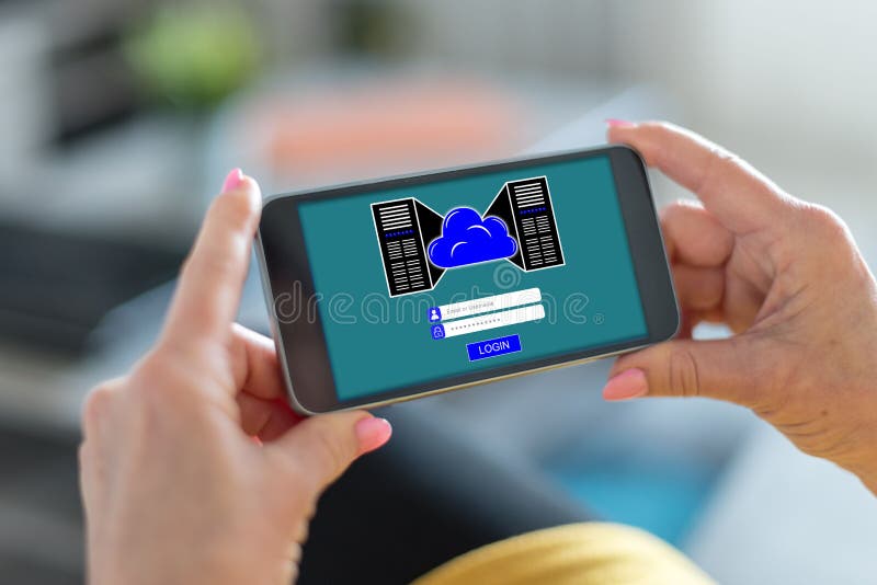 Hosting Concept on a Smartphone Stock Illustration - Illustration of ...