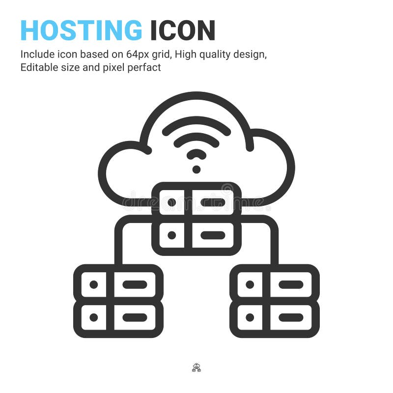 Hosting Icon Vector with Outline Style Isolated on White Background ...