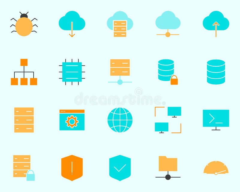Hosting Icons Set. Vector Simple Minimal 96x96 Pictograms Stock Vector ...