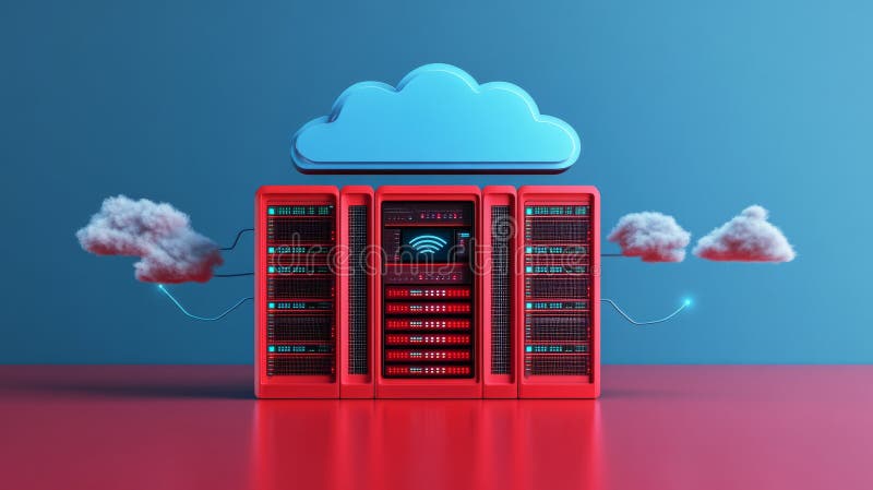 Hosting Infrastructure Icon Depicting Cloud-based Server Communication ...