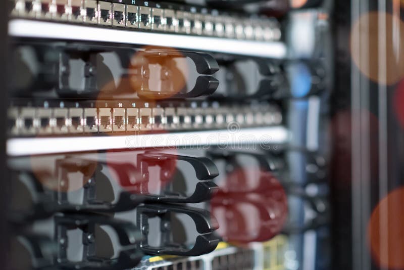 Hosting Platform for Modern Internet Resources. Rack with Server Data ...