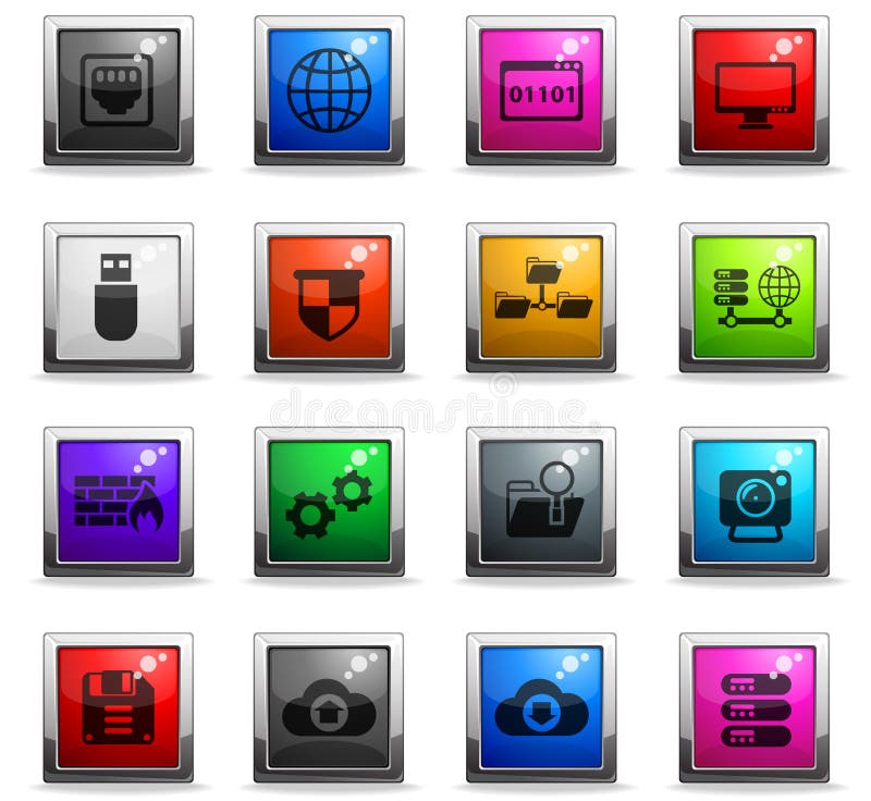 Hosting provider icon set stock vector. Illustration of upload - 122177600