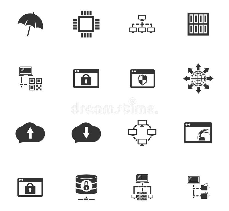 Hosting provider icons set stock illustration. Illustration of download ...