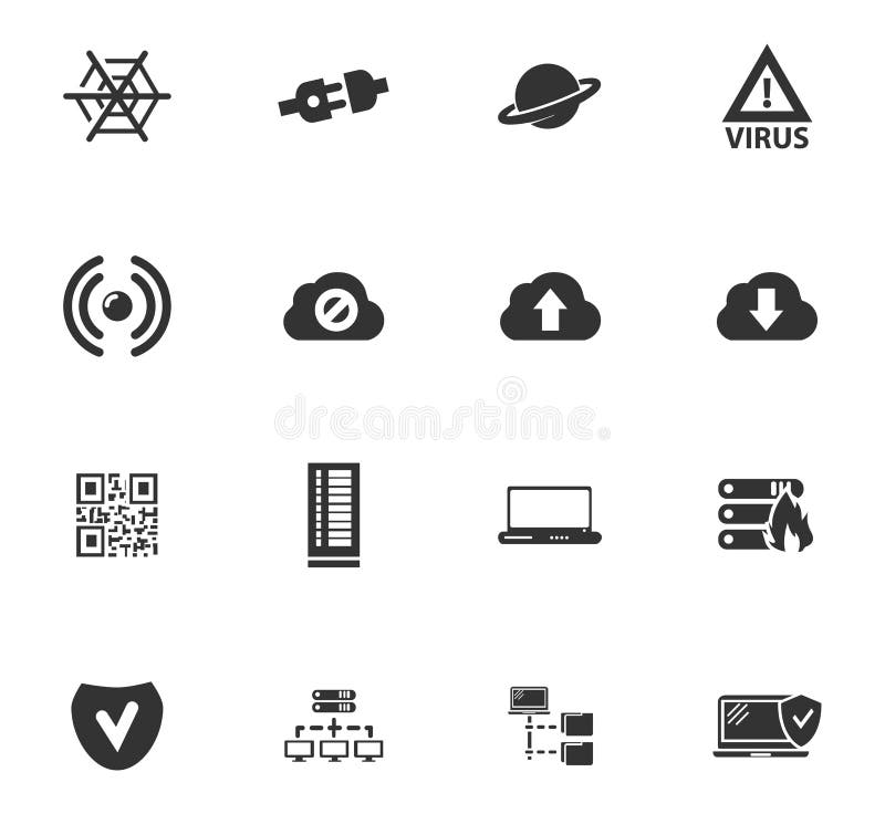 Hosting provider icons set stock illustration. Illustration of element ...
