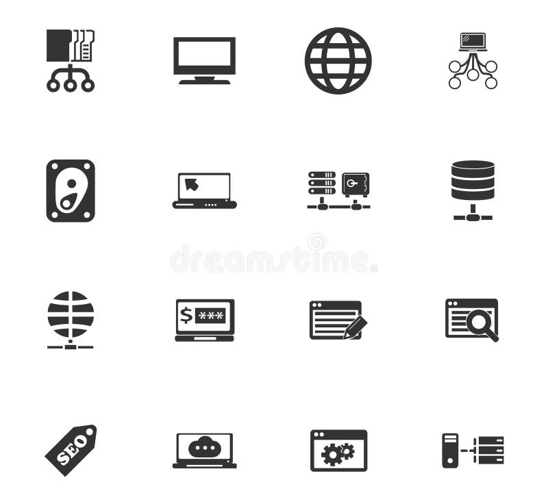 Hosting provider icons set stock illustration. Illustration of access ...