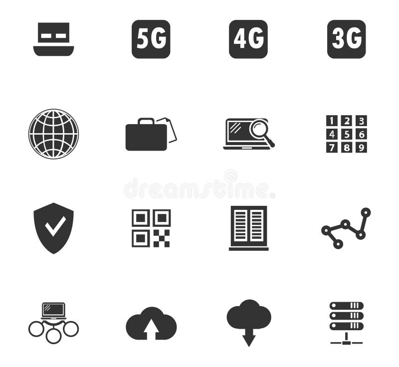Hosting provider icons set stock illustration. Illustration of address ...