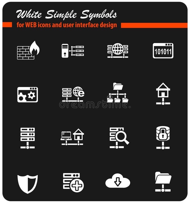 Hosting Provider White Icon Set Stock Vector - Illustration of ...