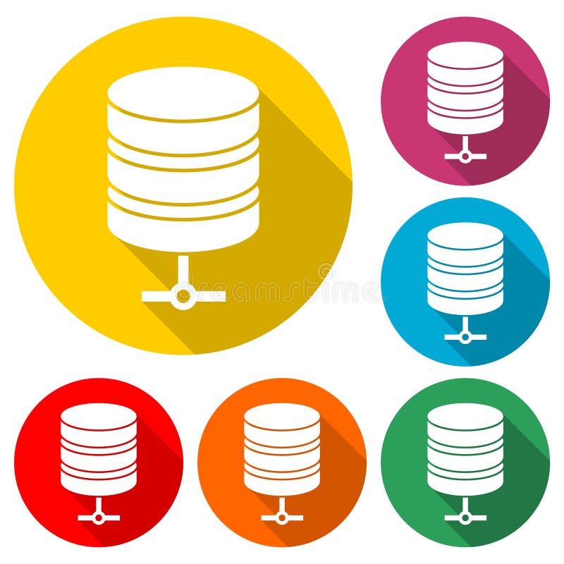 Hosting Server Shadow Database Icon Color Icon With Long Shadow Stock
