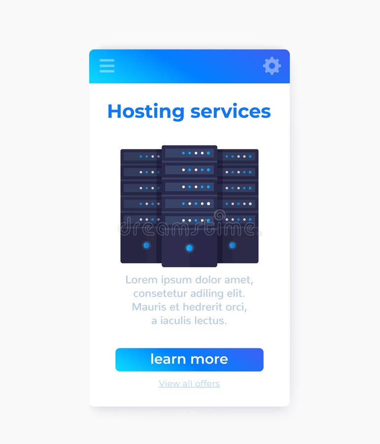 Hosting Services, Mobile App Ui Design Vector Stock Illustration ...