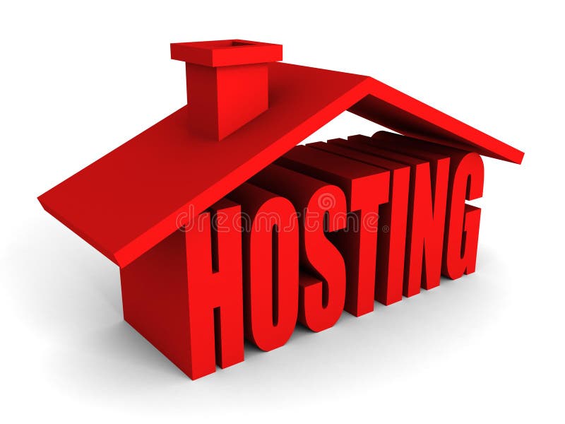 Hosting Word Text with Roof Cover on White Background Stock Photo ...