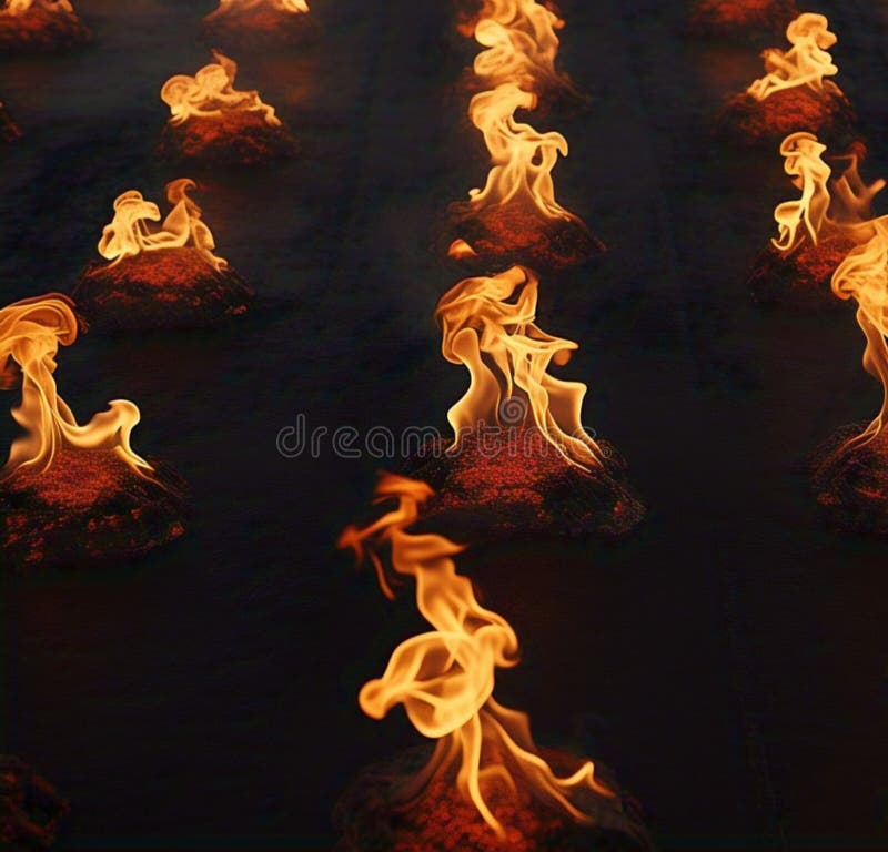 Flames are Burning in Small Pieces, Black Background.Generative Ai ...