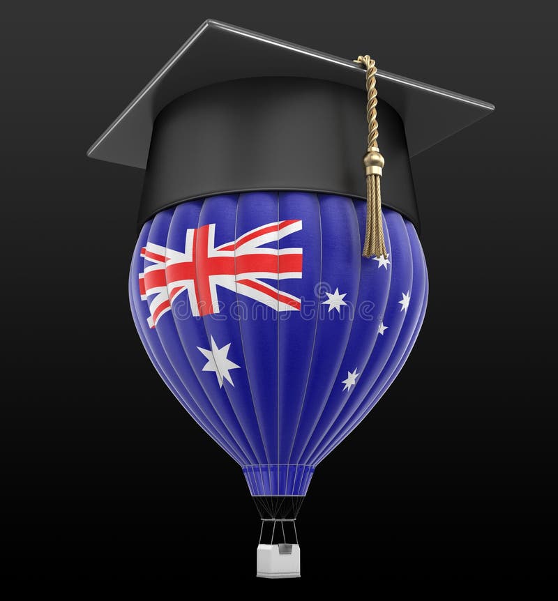 Hot Air Balloon with Australian Flag and Graduation Cap Stock ...