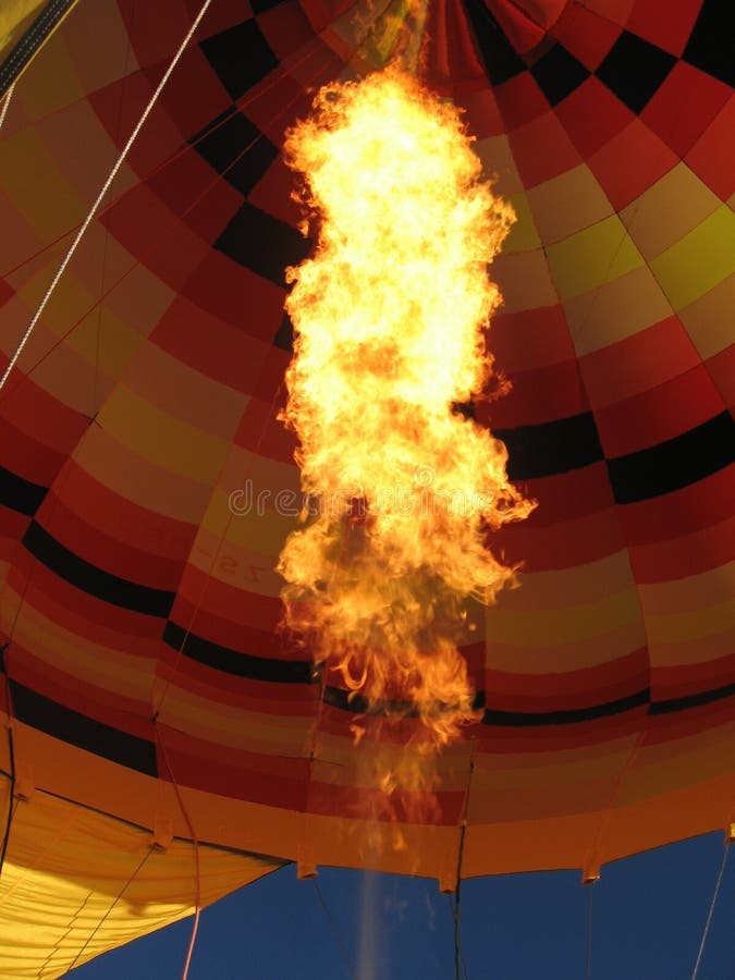 Hot Air Balloon Being Fired Up Stock Photo - Image of flame, flight ...