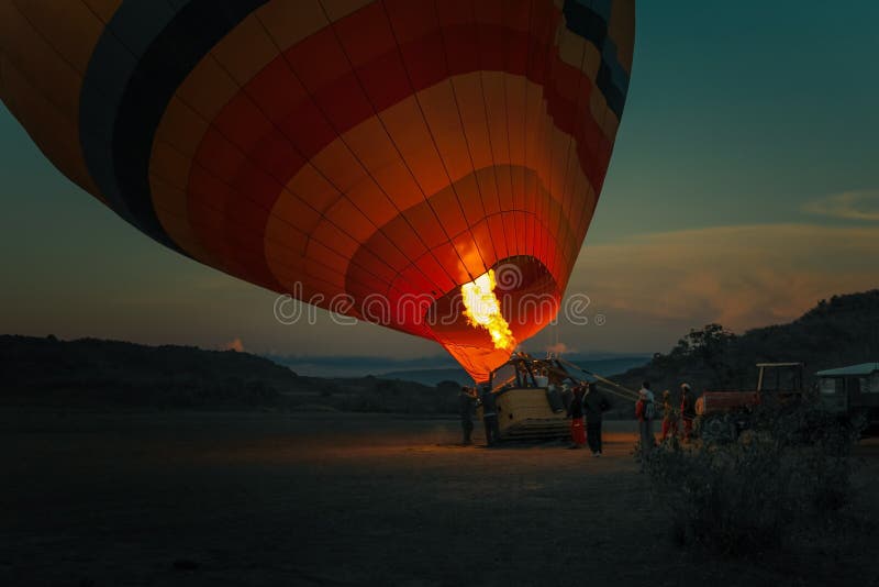 Hot Air Balloon with Bright Burning Flame Stock Image - Image of ...