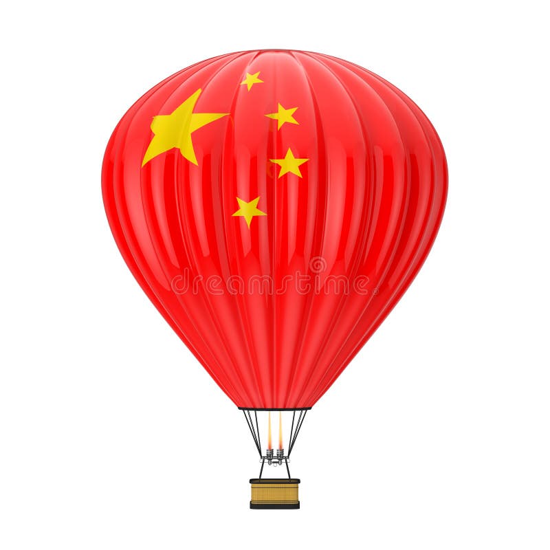 Hot Air Balloon with Flag of China. 3d Rendering Stock Illustration ...