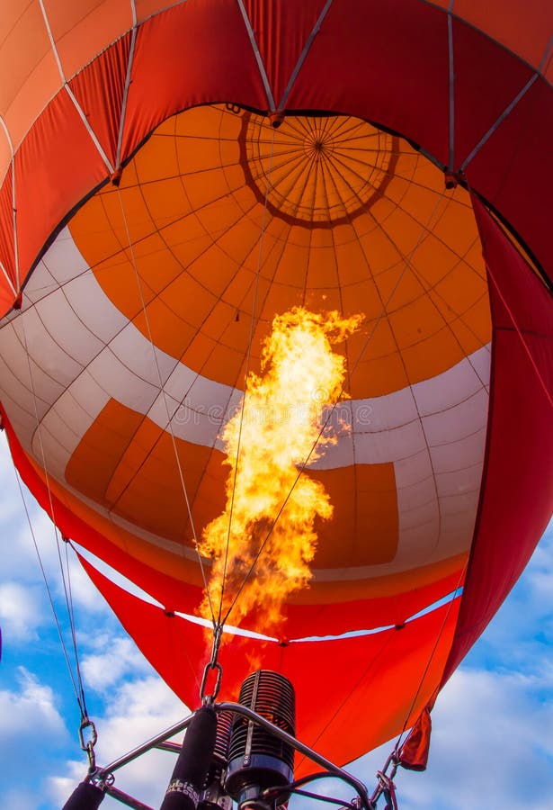 Hot Air Balloon. Flames. Close Up. Stock Image - Image of flames, blue ...