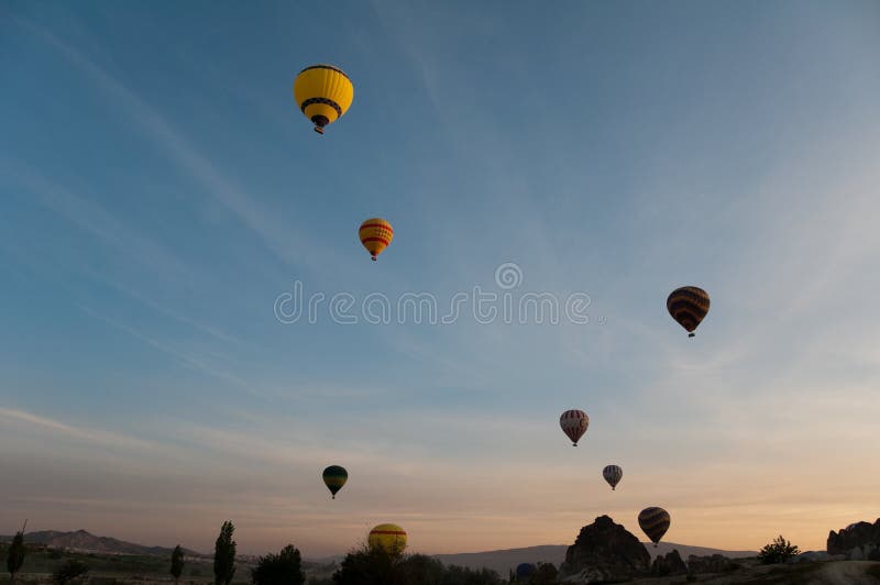 Hot Air Balloon Fly Over Cappadocia Editorial Stock Photo - Image of ...