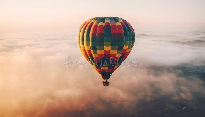 Hot Air Balloon Flying in Mid Air, an Adventurous Transportation in ...