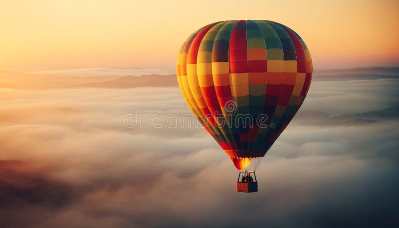 Hot Air Balloon Flying in Mid Air, an Adventurous Transportation ...