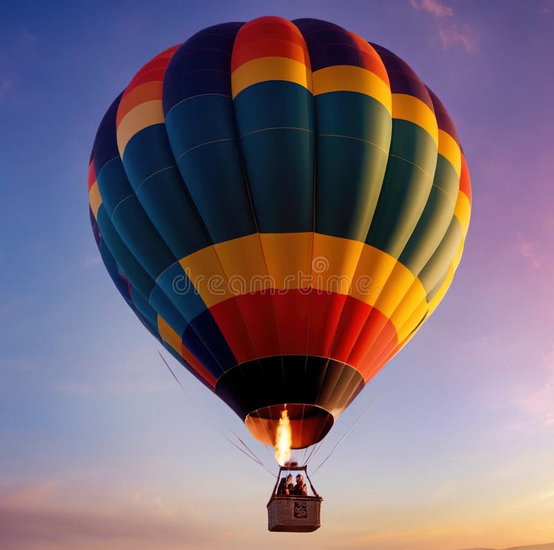 Hot Air Balloon Flying in the Sky Stock Illustration - Illustration of ...