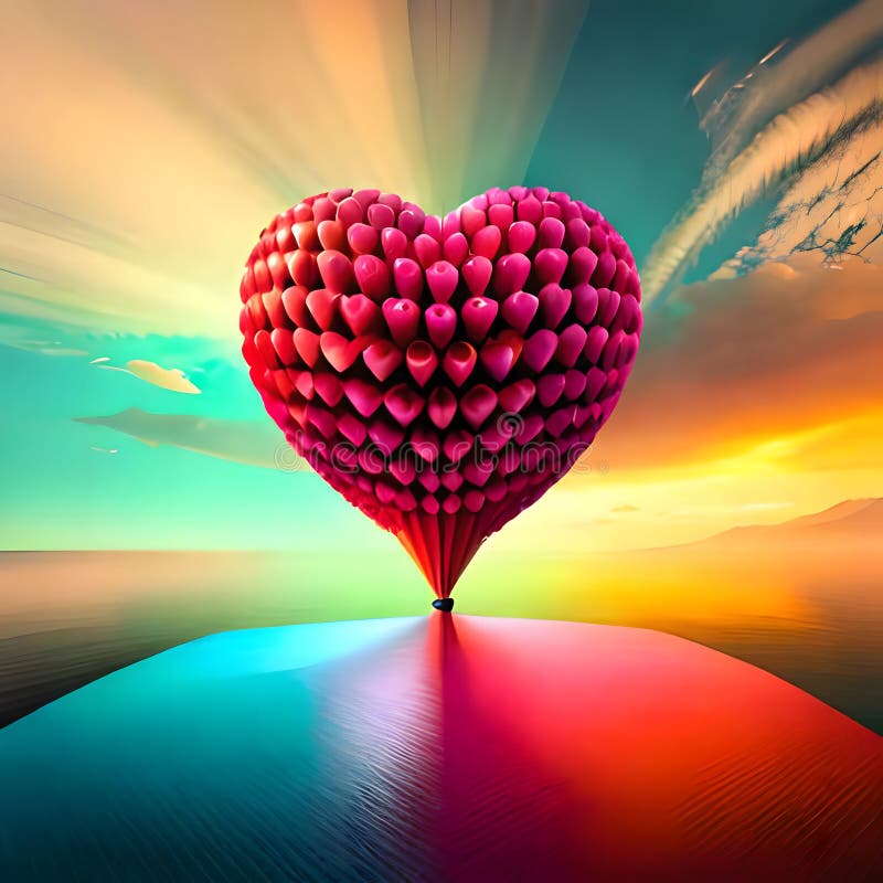A Hot Air Balloon Forming a Large Heart - Ai Generated Image Stock ...