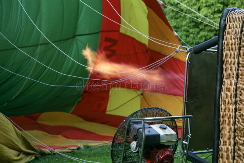 Hot Air Balloon Getting Inflated Stock Image - Image of frame ...
