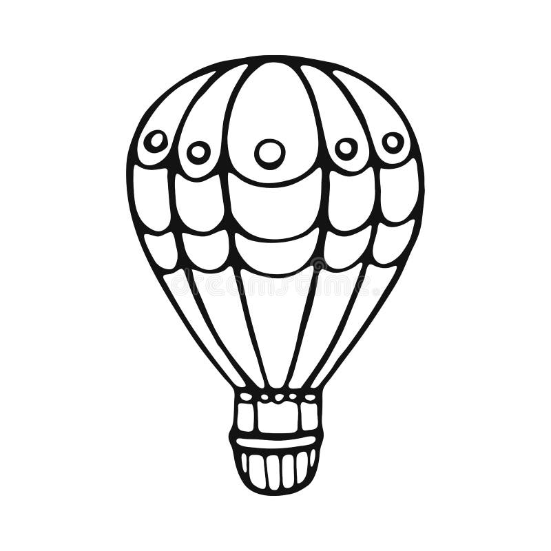 Hot Air Balloon Hand Drawn Outline Doodle. Vector Illustration Stock ...