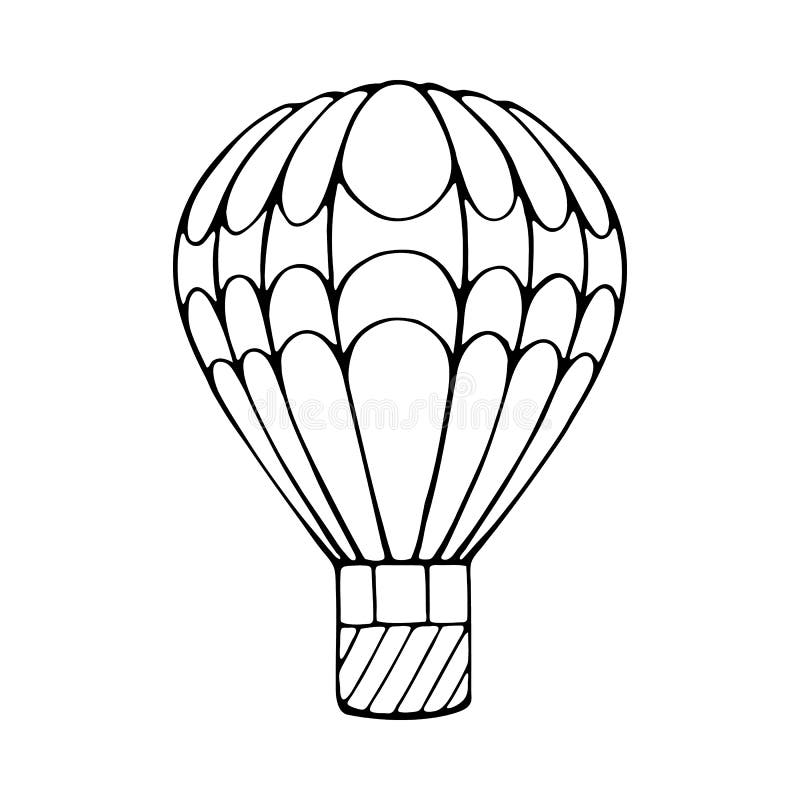Hot Air Balloon Hand Drawn Outline Doodle. Vector Illustration Stock ...