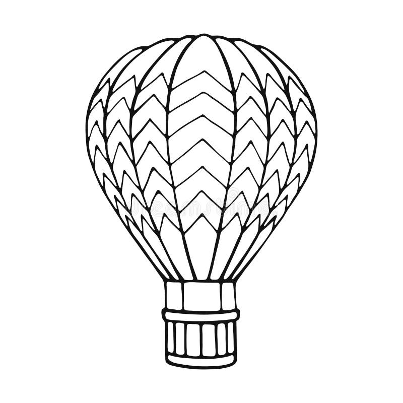 Hot Air Balloon Hand Drawn Outline Doodle. Vector Illustration Stock ...