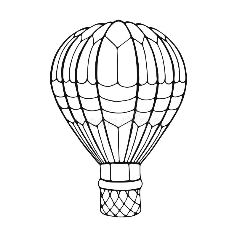 Hot Air Balloon Hand Drawn Outline Doodle. Vector Illustration Stock ...