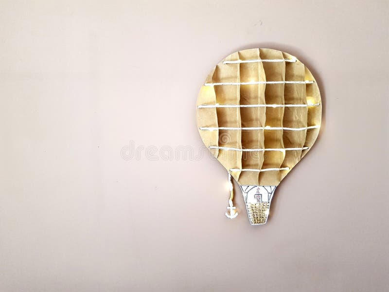 Hot Air Balloon Hanging on a White Wall. Empty Space for Text. Stock ...