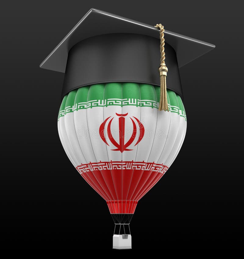 Hot Air Balloon with Iranian Flag and Graduation Cap Stock Illustration ...