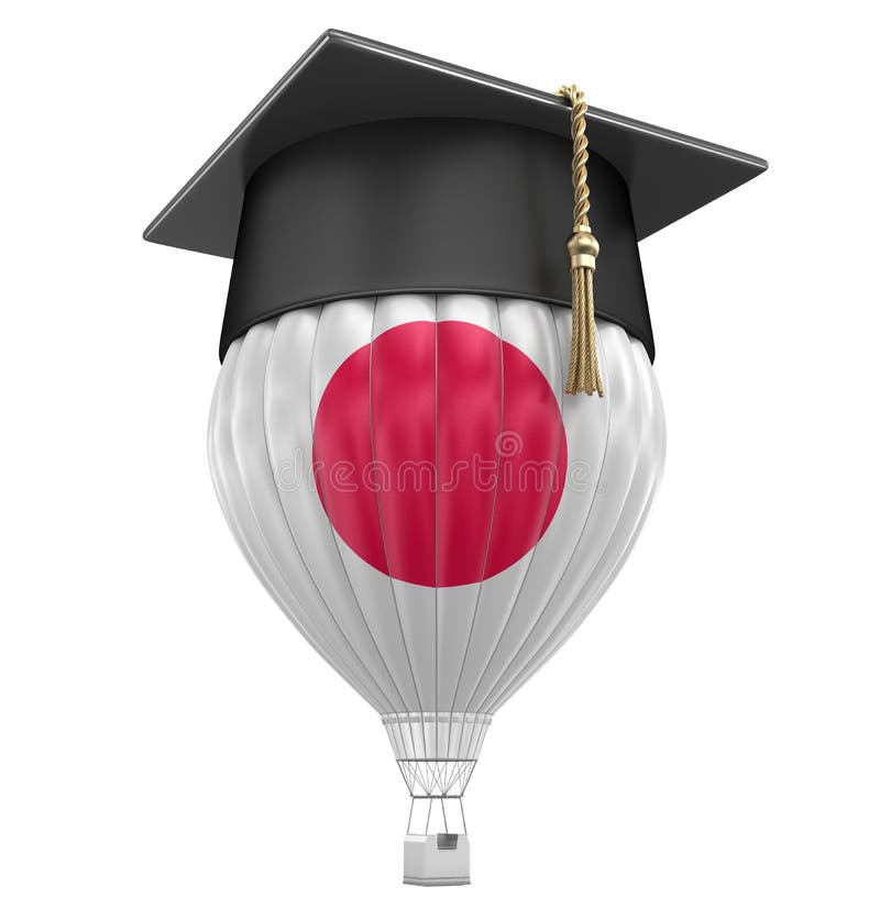 Hot Air Balloon with Japanese Flag and Graduation Cap Stock ...