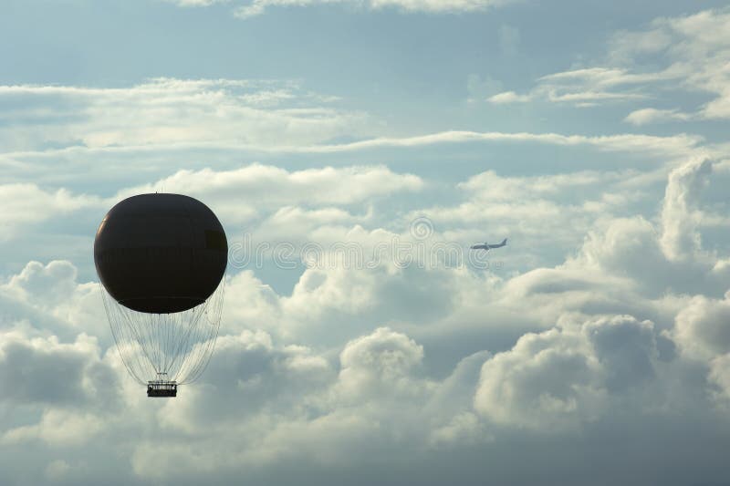 Hot air balloon and jet stock photo. Image of blue, mode - 25312996