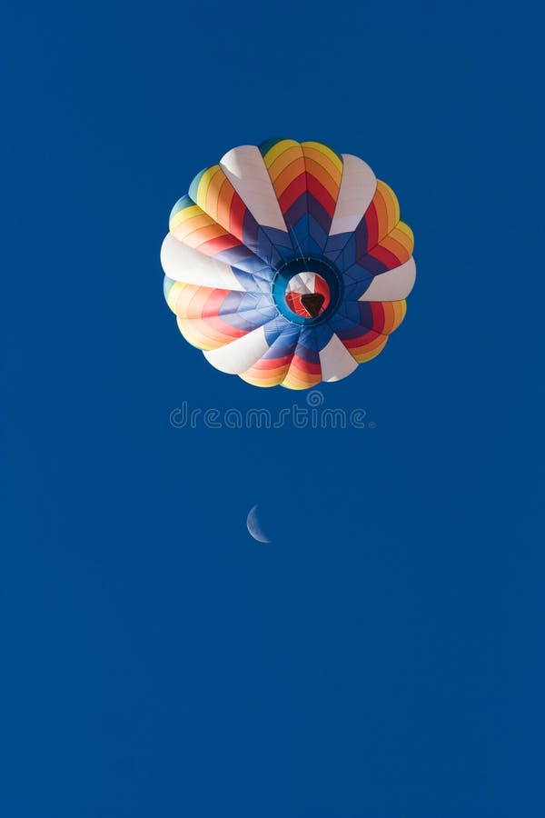 Hot Air Balloon and the Moon Stock Image - Image of albuquerque, nature ...