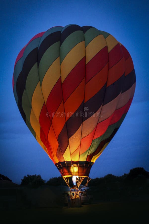 Hot Air Balloon at Night stock image. Image of leisure - 79242989